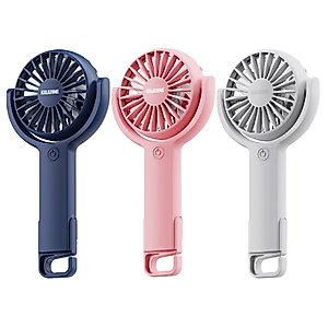 KALAZONE Mini Handheld Fan 3 Pack, Rechargeable Portable Hand Held Fan,5 Speed with Base Small Desk Fan,180° Rotatable Fan for Travel/Games/Season/Outdoor/Office/Makeup/Concerts