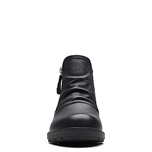 Clarks Women's Hearth Dove Ankle Boot, Black Leather, 9 Wide