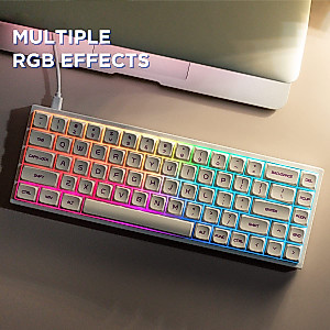 YUNZII KC68 Hot Swappable Mechanical Keyboard 68-Key Gaming Keyboard with NKRO, RGB Backlit for Mac/Win/Gamers (Gateron Black Switch, Lavender)
