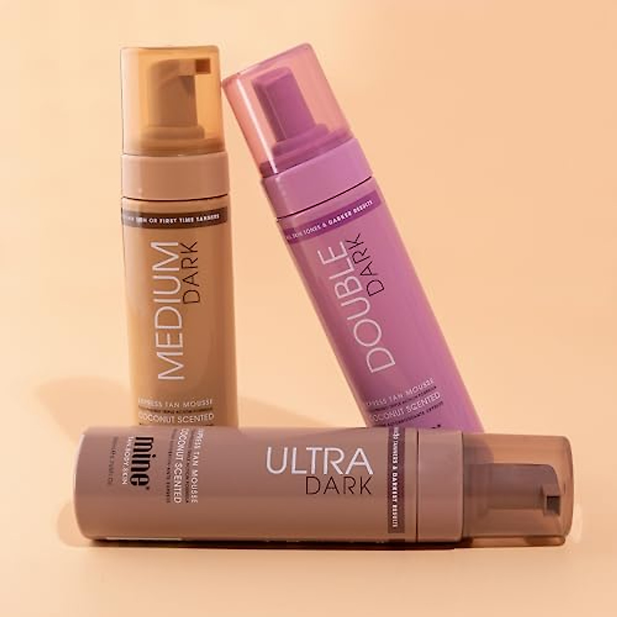 MineTan Double Dark Self Tanner Mousse - Clean Sunless Tanner For An Iconic Beach Bronze & Glowing Skin Finish, Body and Face Tanner, No Fake Tan Smell, Coconut Scented Self Tan, 200ml