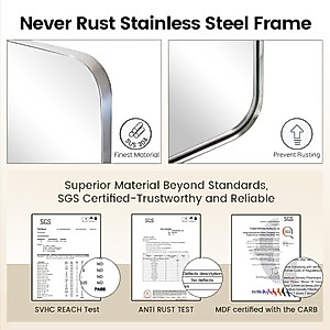 MOON MIRROR Polished Chrome Pivot Mirror for Bathroom, Tilt Bathroom Vanity Mirror,Rounded Rectangle Pivoting Mirror, Overall 24.33 x 28 inches(Mirror 20 x 28 inches)