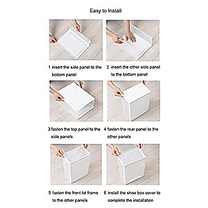Naocca Shoe Storage Boxes Plastic Stackable 6 Pack Shoe Organizer for Closet, Space Saving Shoe Holder Sneaker Containers Bins for Entryway Drop Front Cubby, Fit up to Women's Size 12 White