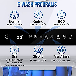 IAGREEA Portable Countertop Dishwasher, No Hookup Needed, Compact Dishwasher With 5-Liter Built-in Water Tank,5 Programs, 360° Dual Spray