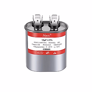 AMPTATA CBB65 AC Capacitor 10uF ± 5% 370V / 440VAC Volt Run Start Air Condenser Straight Cool Electric Motor Fan Heat Pump HVAC Blower Compressor Generator