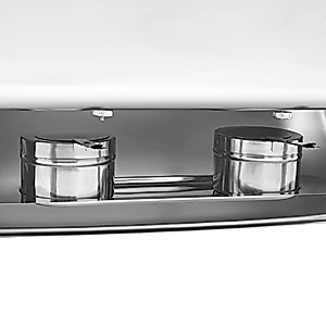 13.5L Visible Window Buffet Chafing Dish Set, Stainless Steel Commercial Chafer Roll Top Food Warmer Warming Tray with Lid Ideal for Parties, Wedding, Festival Gathering (2 Tiers)