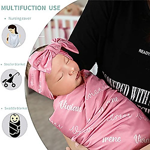 Personalized Baby Blankets for Boys Girls with Name Personalized Gifts Custom Baby Blankets for Girls Swaddle Newborn Swaddle (Swaddle+Headband)…