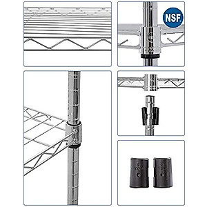 Metal Storage Shelves 5 Tier Wire Shelving Unit with Wheels, NSF Wire Shelf Utility Commercial Grade Heavy Duty Height Layer Rack for Pantry Closet Kitchen Laundry Organization ,14”Wx30”Dx60”H,Chrome