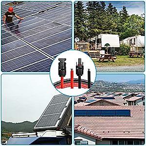 CERRXIAN 14AWG 3.2FT Solar Extension Bare Wire Cable with Female and Male Connector with O Ring Solar Panels, Charge Controller(Black+Red) (14AWG 3.2FT)-o