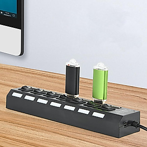 7-Port USB Hub with ON/Off Switch, Black