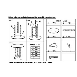 Frenchi Furniture Table, White, 18.91 in x 18.91 in x 22.97 in