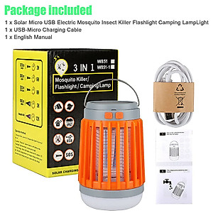 2PCS Solar Bug Zapper Light Bulb 3 in 1 Mosquitoes Killer USB Rechargeable Camping Light Flashlight,IPX6 Waterproof Portable Light Bulb Zapper Outdoor for Travel Hiking,Doorway,Corridor,Balcony (4)
