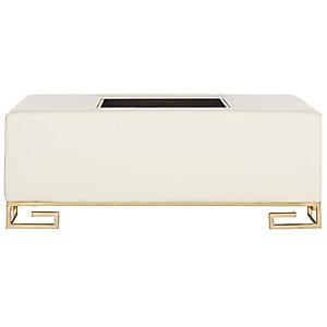Safavieh Home Collection Julian Faux Ostrich Cream Tray Ottoman