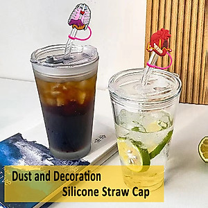 12Pcs Straw Covers Cap, Straw Toppers for Tumblers, Silicone Straw Tip Covers, Splash Proof Straw Tips, Reusable Drinking Dust Proof Straw Tip Covers for 7-8 mm Straws