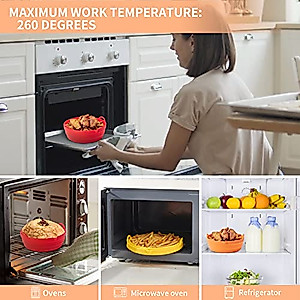 Yewloch 7.5'' Air Fryer Silicone Baking Set 1.4L, 3 Pcs foldable Air Fryer Liners with Handle, Food Grade Safety Non-Stick for Air Fryer Oven