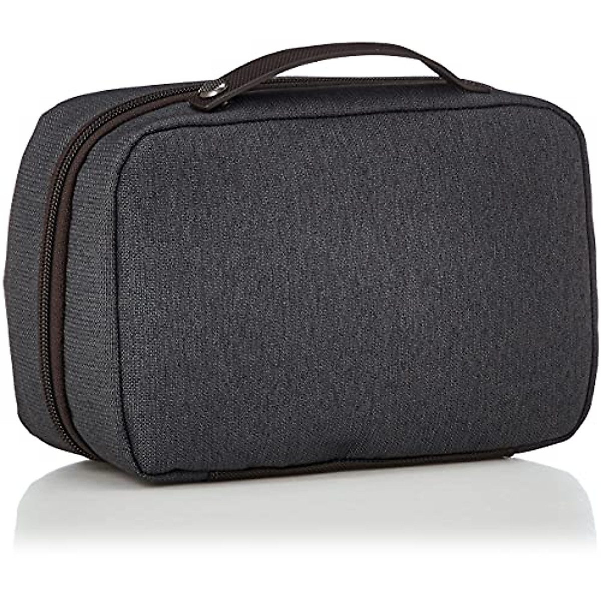 TUMI Alpha 3 Split Travel Kit - Luggage Accessories Toiletry Bag for Men and Women with Embossed Leather Carry Handle - Anthracite