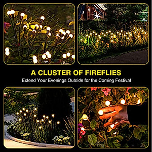 TIMGHKS Solar Firefly Lights Outdoor Waterproof - Durable Solar Garden Lights IP65 Solar Outdoor Swaying Lights Easy to Install Suitable for Courtyard,Garden,Pathway Decoration 2 Pack (8 LED-2 Pack)