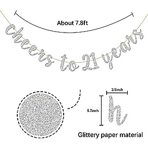 INNORU Glitter Silver Cheers to 21 Years Banner - 21st Birthday Sign Bunting 21& Legal Marriage Anniversary Party Bunting Decoration