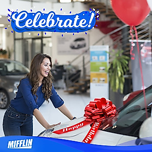 MIFFLIN-USA Happy Birthday Bow, Big Car Bow (Red, 18 inch), Big Gift Bow, Giant Bow for Car, Birthday Bow, Huge Car Bow, Car Bow, Red Bow, Bow for Birthday Gifts, Birthday Bow for Cars, Gift Wrapping