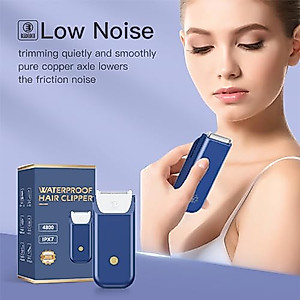 Founouly Bikini Trimmer for Women - Pocket Blue Electric Razors Ladies Shaver Legs Pubic Hair with Ceramic Blade Rechargeable Body Clipper, Wet/Dry Use Male Hygiene Razor, TS100