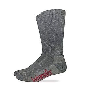 Wrangler Mens Lightweight Merino Wool Seamless Toe Crew Socks 1 Pair Pack (Grey)