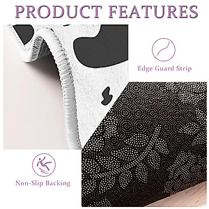 UntilPlan Printing Washable Rugs for Living Room, 4x6 FeetAnti-Skid Area Rug, Indoor Floor Carpet for Kitchen Entryway Laundry Dining Room, Kids Rugs for Bedroom Girls (Cow-Black, 4x6 ft)