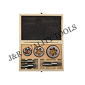 6PC 1/4" 3/8" 1/2" STEEL TAP & DIE TOOL THREADER THREAD KIT PIPE THREADING