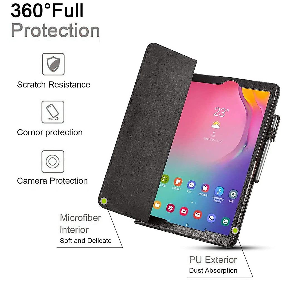 SAMSUNG 2021 Galaxy Tab A7 Lite 8.7" (WiFi + Cellular) 32GB 4G LTE Tablet (Makes Calls) Unlocked, International Model Bundle – PU Leather Case, Screen Protector, Stylus and 32GB microSD Card [Gray]