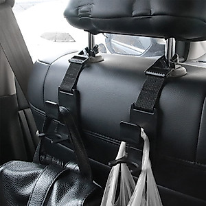 Ouzorp 2Pack Car Seat Headrest Hook, Universal Car Storage Headrest Hanger Holder Hooks Organizer, Durable Backseat Hanger Interior Accessories for Handbag
