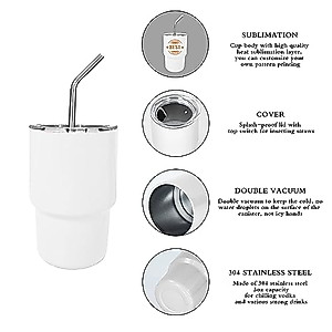 3oz Mini Tumbler Metal Shot Glass set with Straw and Lids Stainless Steel Double Walled Insulated Sublimation Cups Gifts for Men or Whiskey Lover (10)