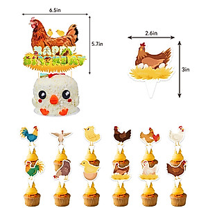 Chicken Birthday Decorations Chicken Party Supplies Set with Chicken Birthday Banner Backdrop Spirals Cake Cupcake Toppers Balloons for Chicken Party Decorations Farm Baby Shower Decorations