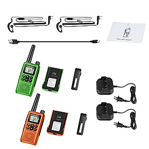 Kalisnhon Walkie Talkies Long Range with Call Alert NOAA Dual Watch Flashlight LCD Display VOX 22 Channels, Walkie Talkies for Adults with Charging Dock and Earpieces Li-ion Battery（2 Pack）