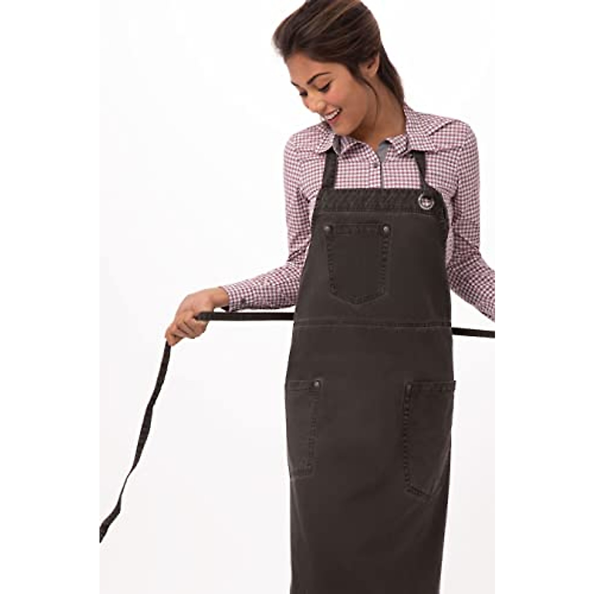 Chef Works Unisex Dorset Bib Apron, Pewter, One Size