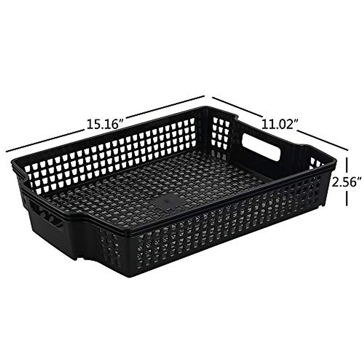 Anbers Black Plastic Storage Baskets, Stackable Office Organizer Trays, 6 Packs