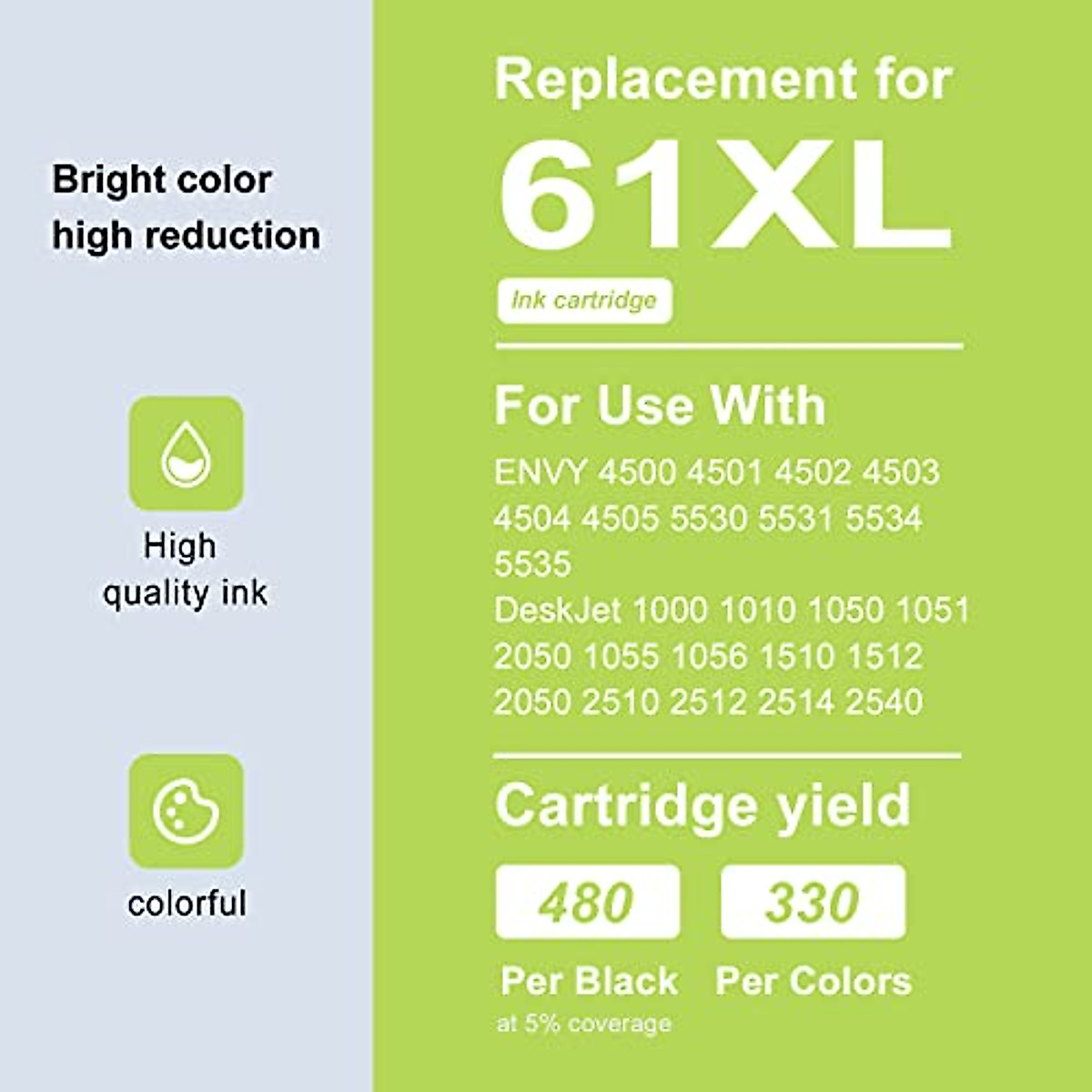 61XL LemeroUexpect Remanufactured Ink Cartridge Replacement for HP 61XL 61 XL for Officejet 4630 2622 4635 Envy 5530 4500 4502 5535 Deskjet 2540 1010 Printer Black Tricolor