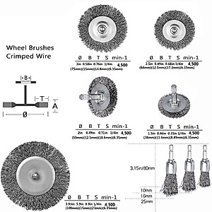 BAILUK Wire Wheel Cup Brush Set,0.012-Inch Coarse Crimped Carbon Steel,Die Grinder Wire Brush for Drill,1/4In Hex Shank,Wire Drill Brush Set (32 Pack)