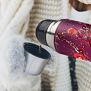 Wine Cherry Stainless Steel Water Bottle, Leak-Proof Travel Thermos Mug, Double Walled Vacuum Insulated Flask 17 OZ