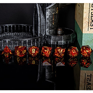 ARUOHHA DND Resin Dice Set Dungeons and Dragons Dice with Gift Box, D&D Dice Set, 7 Pcs Sharp Edge Dice Polyhedral Dice for Role Playing Game D and D Dice Inclusion Resin Dice D20 D12 D10 D8 D6 D4