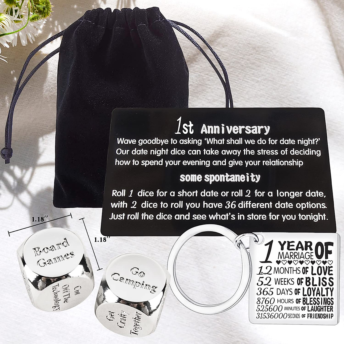 1st Anniversary Dice,1st Wedding Anniversary Dice for Couples,1 Years Anniversary Date Night Dice Gift,1 Years Anniversary for Her,1st Anniversary for Husband