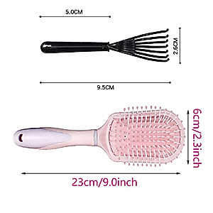 GBSTORE Detangling Hair Brush Airbag Comb Massage Comb with 2 Pcs Hair Brush Cleaner Rakes for Curly Hair, Wet Dry and Girls, Women