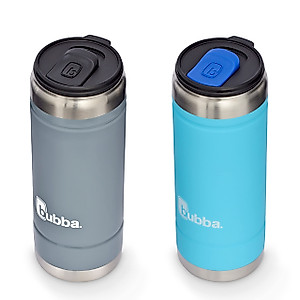 BUBBA BRANDS Trailblazer Tallboy Vacuum-Insulated Stainless Steel Tumbler with Spill-Proof Slider Lid, 18oz 2-Pack Beverage Bottle Keeps Drinks Cold for 12 Hours, Bass & Pool Blue