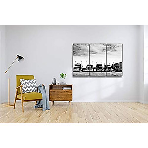 Trucks Convoy, California Black And White Print On Canvas Wall Artwork Modern Photography Home Decor Unique Pattern Stretched and Framed 3 piece