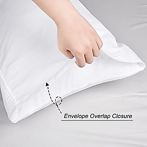 PHF Cotton Waffle Weave Pillowcases King Size Set of 2, No Insert, 20" x 36" Ultra Soft Cotton Blend Pillow Shams, Comfy Breathable and Skin-Friendly Pillow Cases Covers, White
