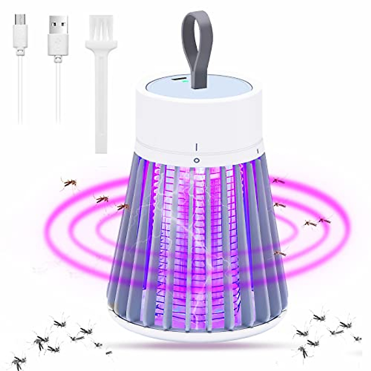 Bug Zapper, Mosquito Zapper Indoor Outdoor, UV Light Mosquito Killer USB Rechargeable Mosquito Trap Portable Fly Zapper with Hanging Hoop, Mosquito Repellent Outdoor Patio, Backyard, Garden, Camping