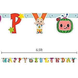 Unique Happy Birthday Large Jointed Cocomelon I Pack of 1 Banner, 6.5ft, Multicolor