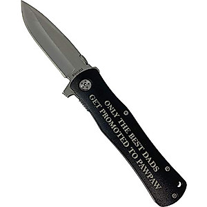 CustomGiftsNow Only the Best Dads Get Promoted to PawPaw Stainless Steel Folding Pocket Knife with Clip, Black