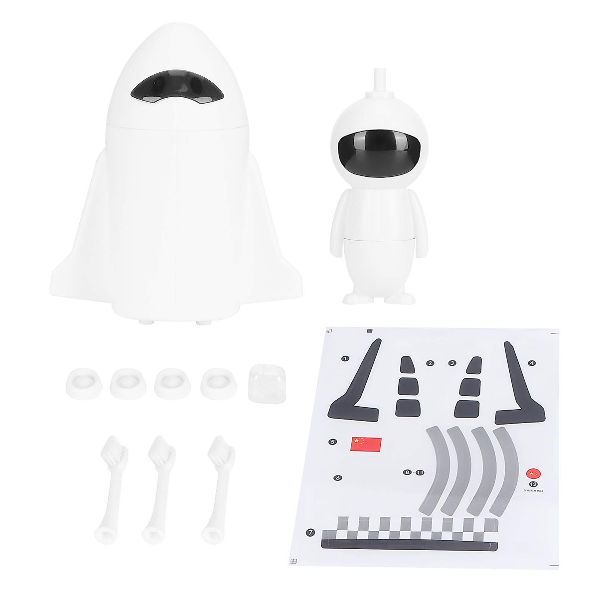 Sonic Rechargeable Kids Electric Toothbrush with 3 Brush Head, Cute Shaped Toothbrush for Children, IPX7 Waterproof