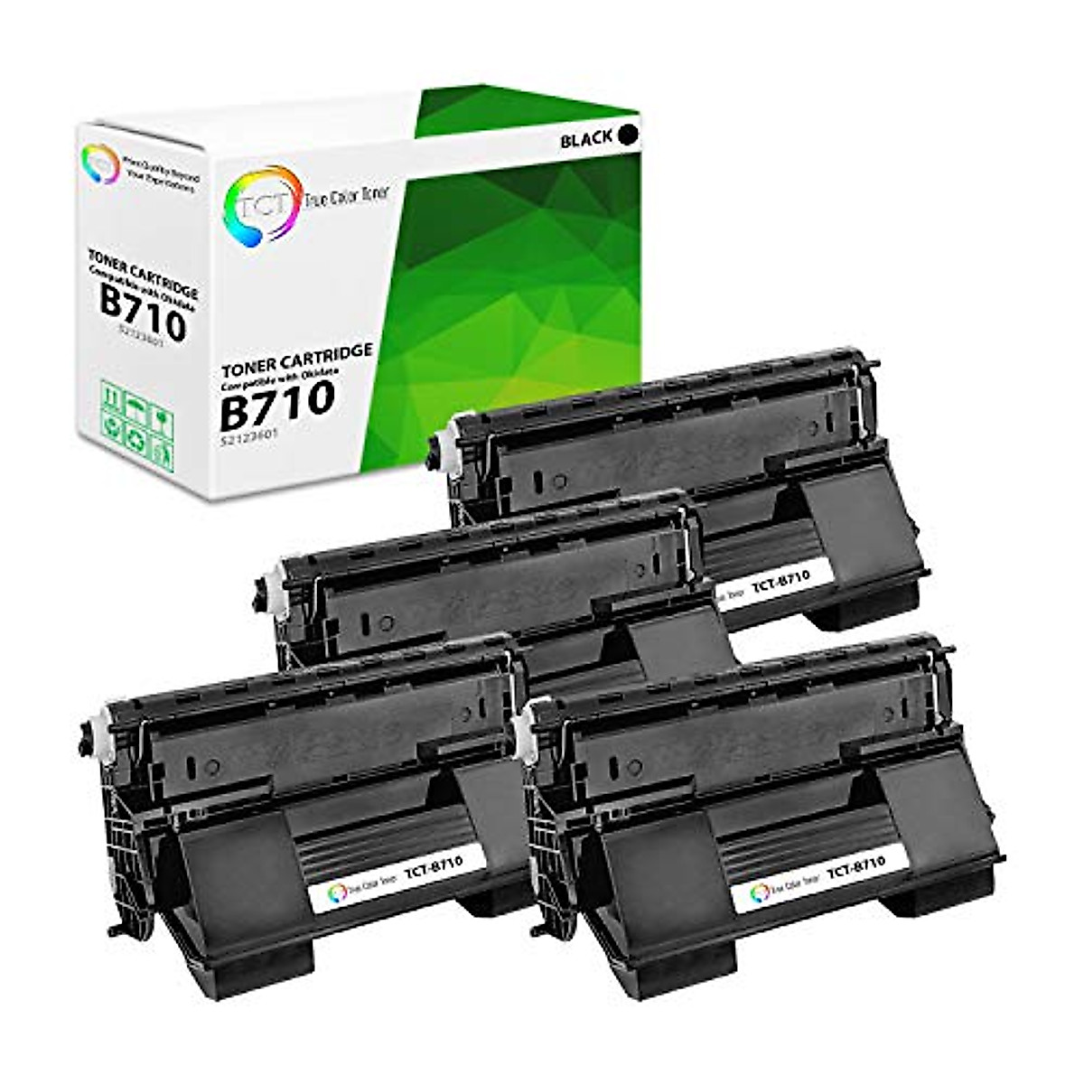 TCT Premium Compatible Toner Cartridge Replacement for Okidata B710 52123601 Black Works with Okidata B720 B730 Printers (15,000 Pages) - 4 Pack