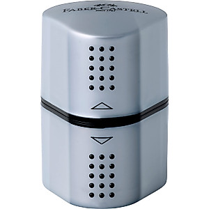 Faber-Castell Grip Trio Pencil Sharpener - Grey, 3-in-1 Artist Pencil Sharpener, Manual Handheld Sharpener for Colored Pencil, Jumbo and Graphite Pencils