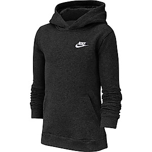 NIKE Boy's Nsw Pull Over Hoodie Club, Black/White, Large