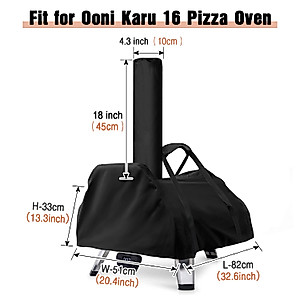 Fenghome Pizza Oven Cover for Ooni Karu 16 Pizza Oven, Heavy Duty Waterproof Gas Pizza Oven Cover, Portable Outdoor Pizza Oven Carry Accessories